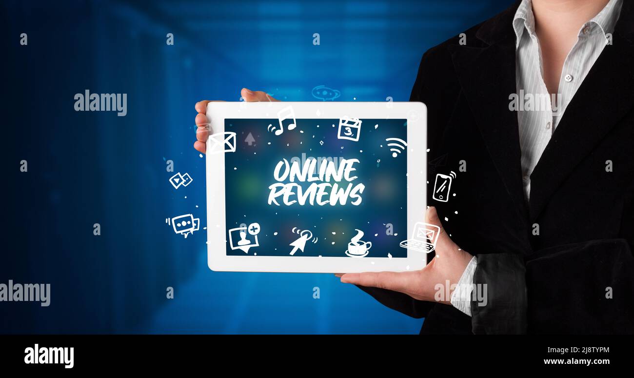 Person holding tablet, social network concept Stock Photo - Alamy