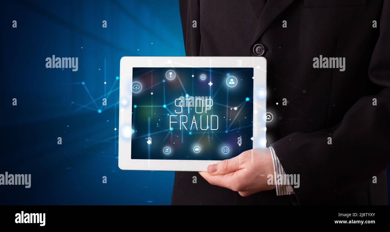 Person holding tablet, security concept Stock Photo - Alamy