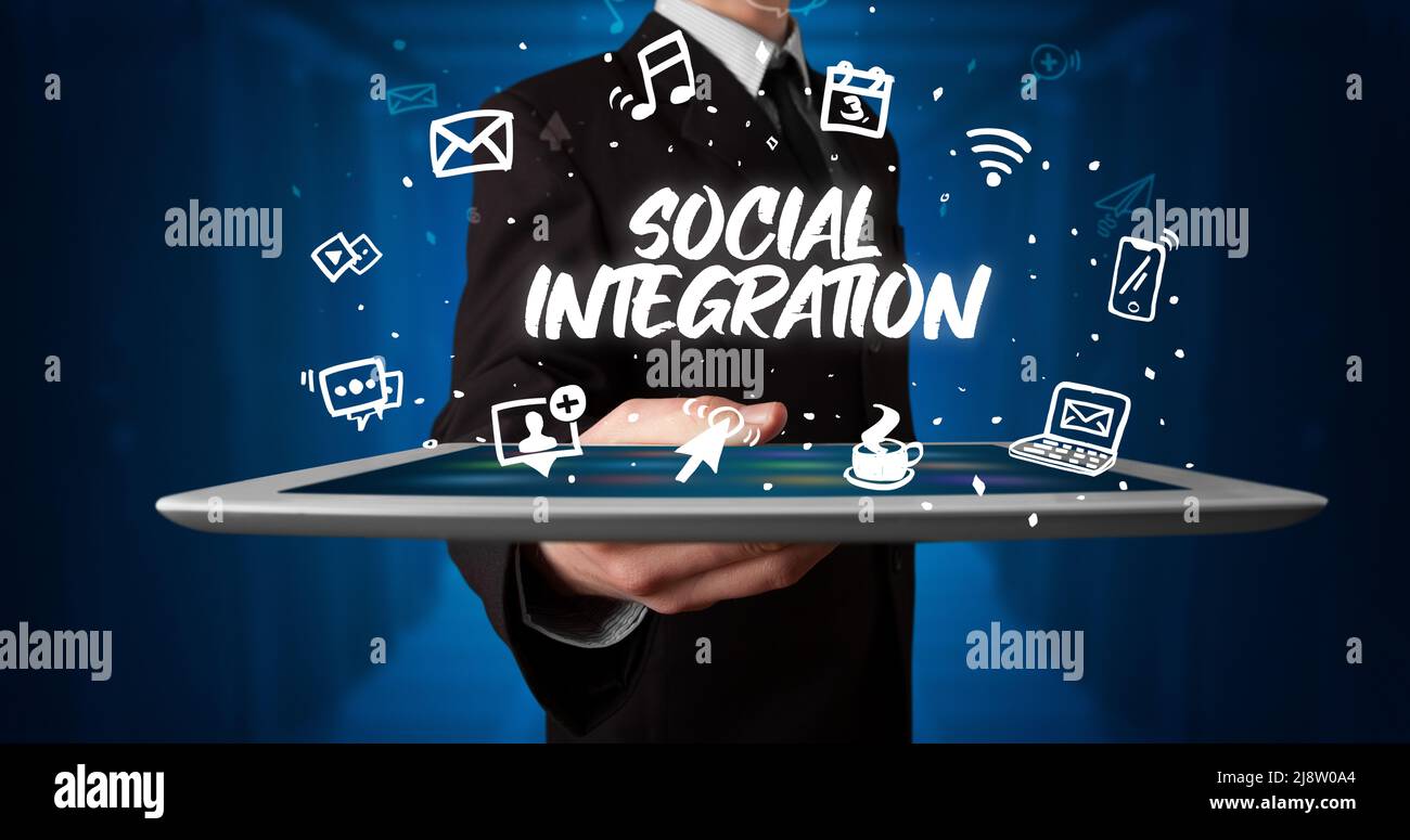 Person holding tablet, social network concept Stock Photo - Alamy