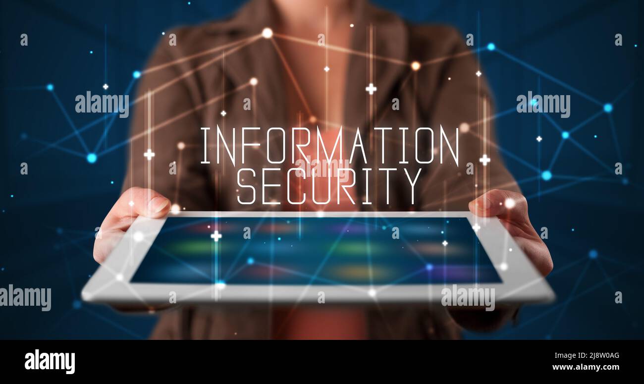 Person holding tablet, security concept Stock Photo - Alamy