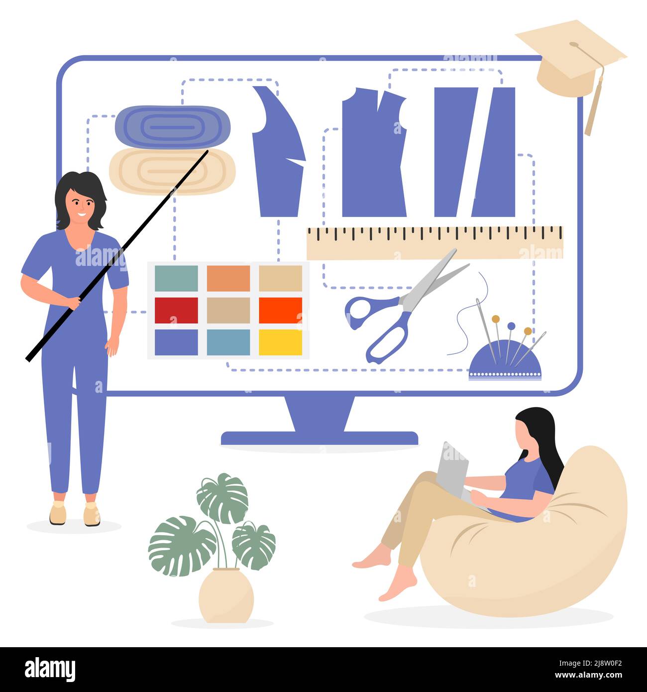 Learning to sew illustration Stock Vector Images - Alamy