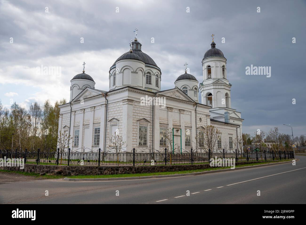 The ancient Cathedral of Elijah the Prophet, cloudy evening. Soltsy ...
