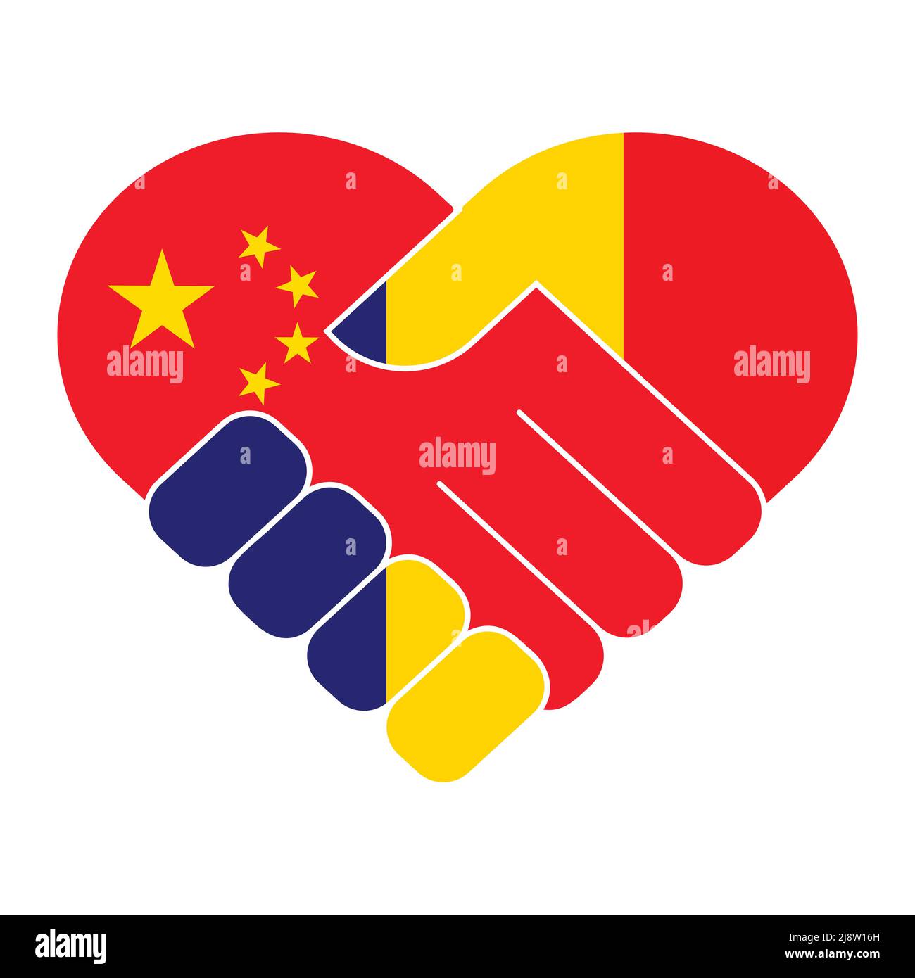 Handshake symbol in the colors of the national flags of China and ...