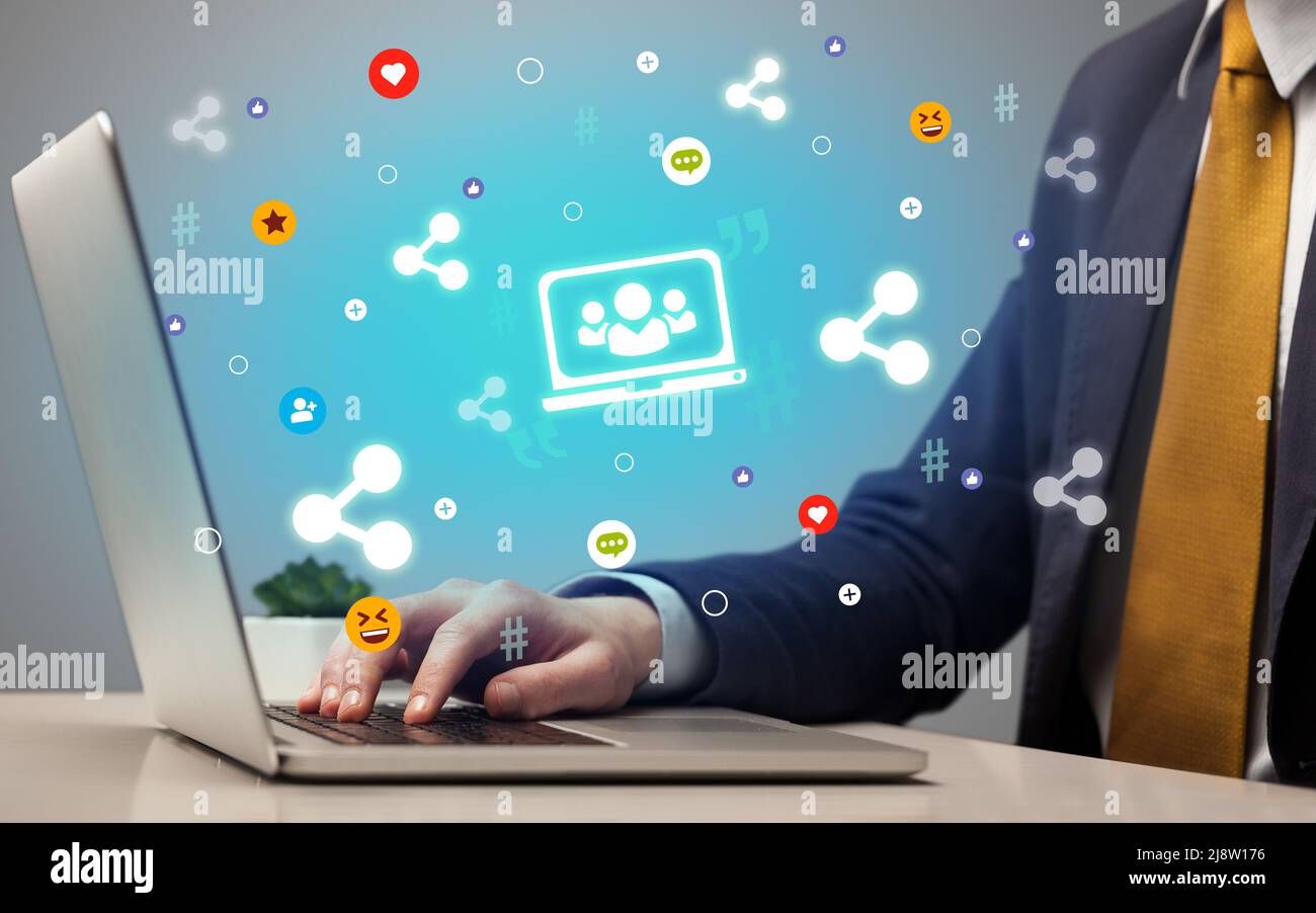 Hand surfing on the social media Stock Photo - Alamy