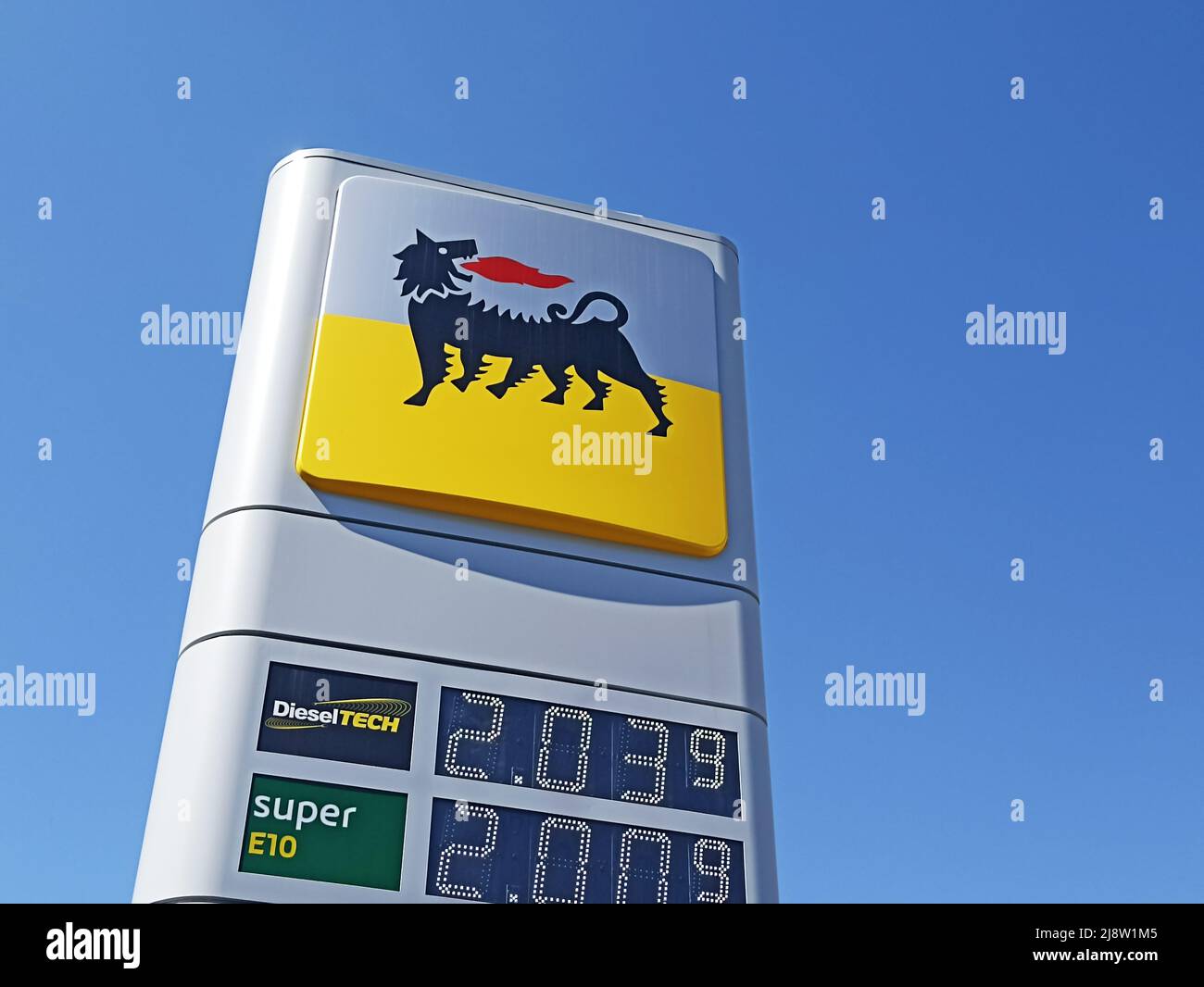 A view of an Agip Logo against blue sky Stock Photo - Alamy
