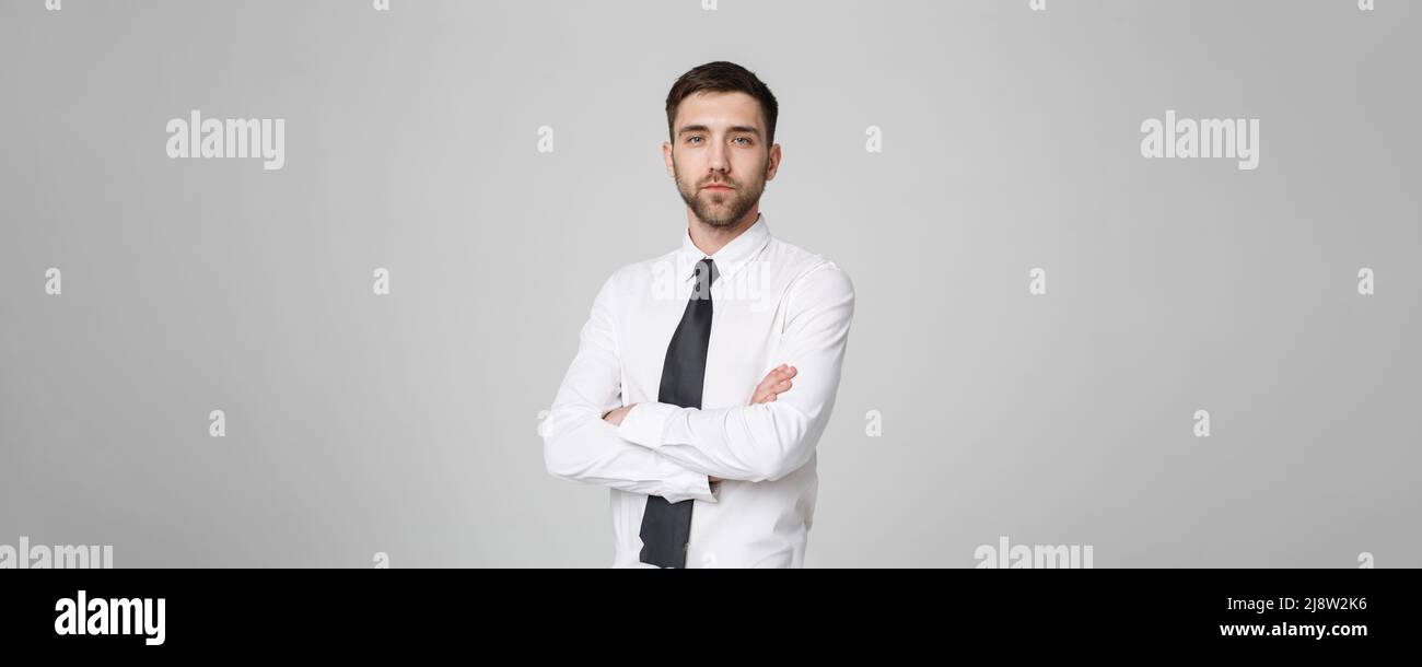 Business Concept - Portrait Handsome Business man crossing arms with ...