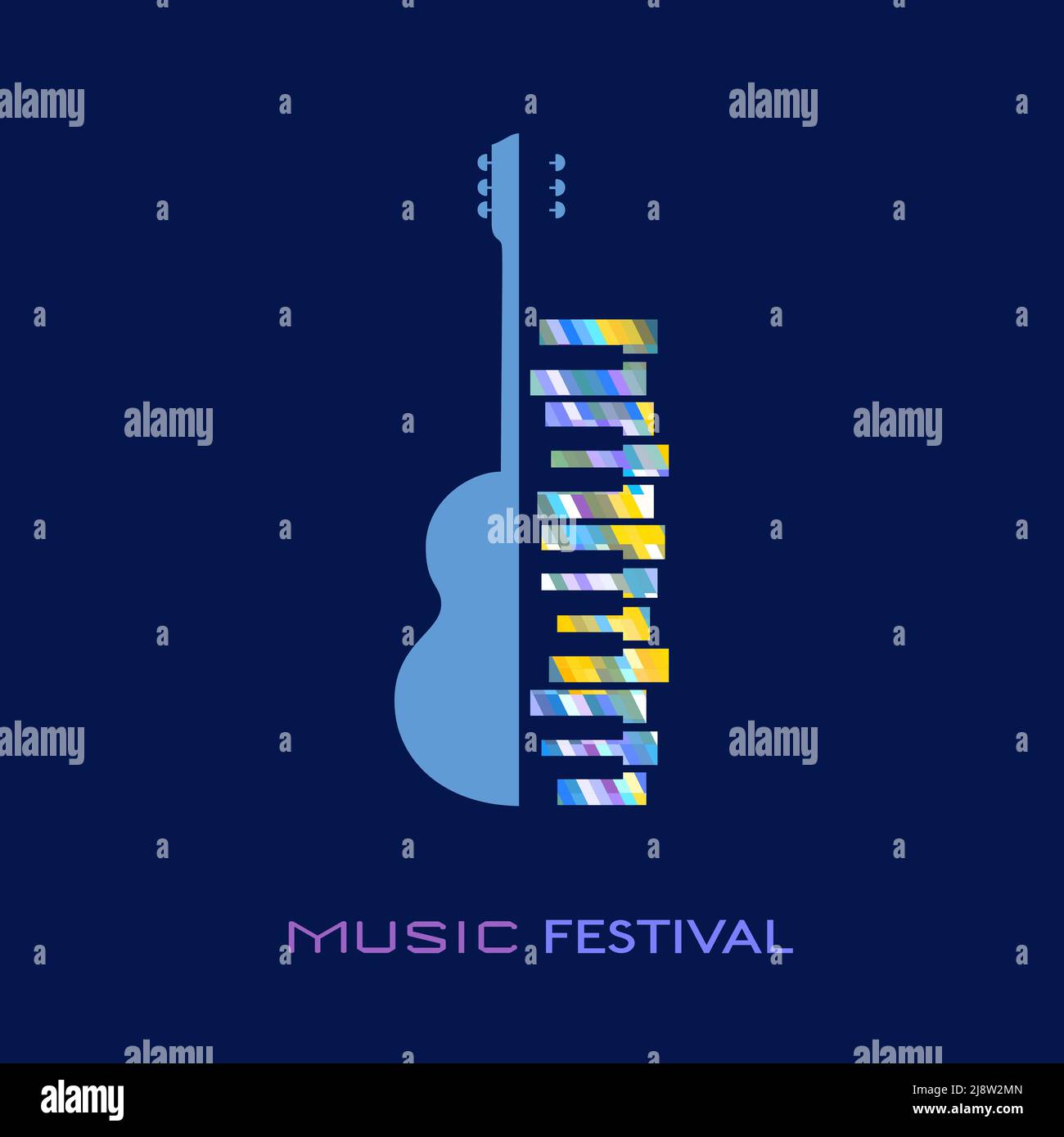 Guitar piano hand drawn flat colorful music vector icon. Classic Guitar ...