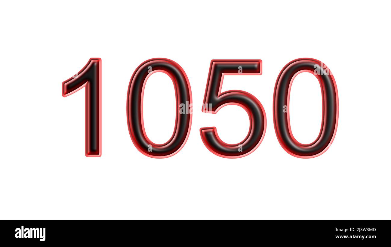 red 1050 number 3d effect white background Stock Photo - Alamy