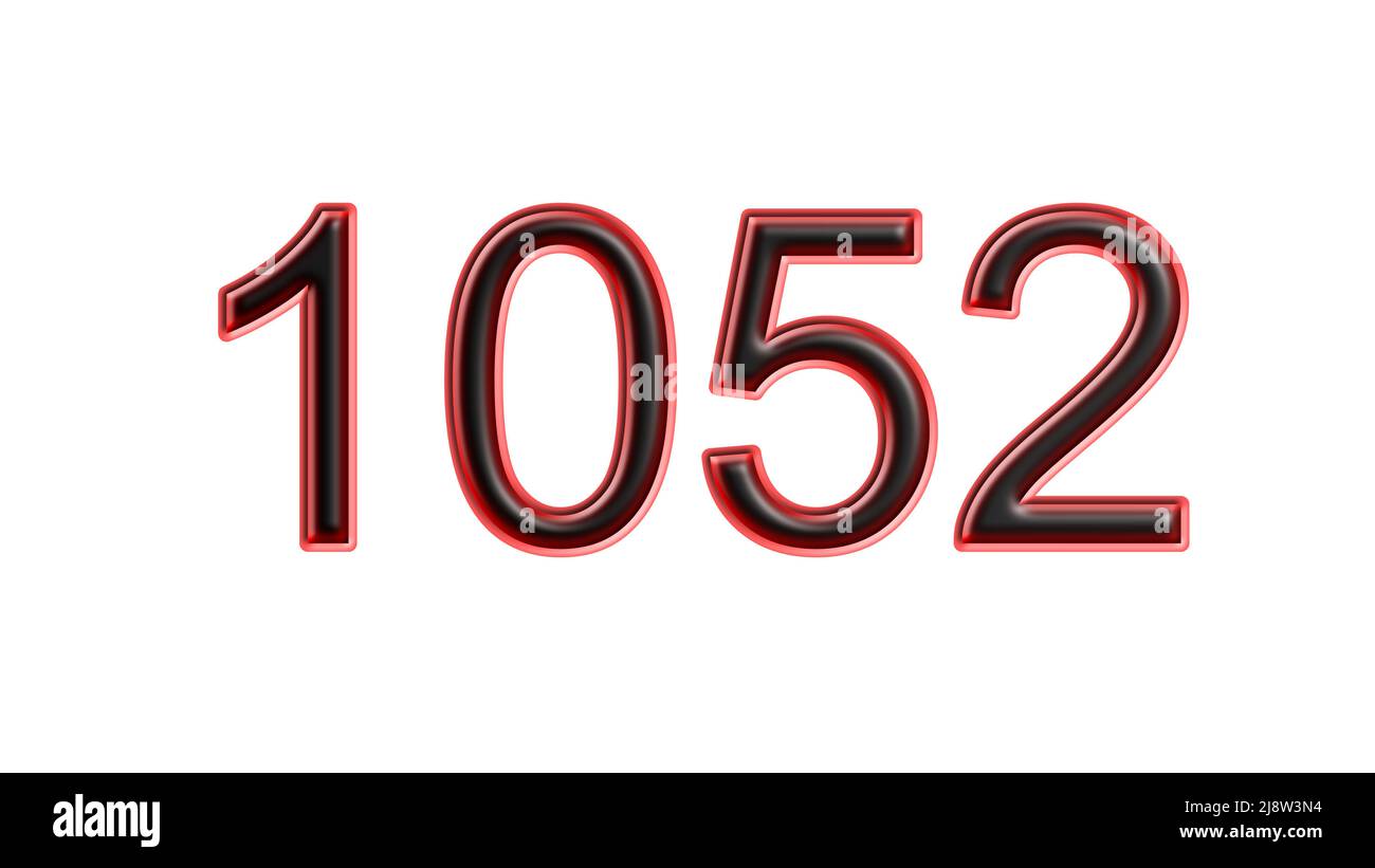 red 1052 number 3d effect white background Stock Photo - Alamy
