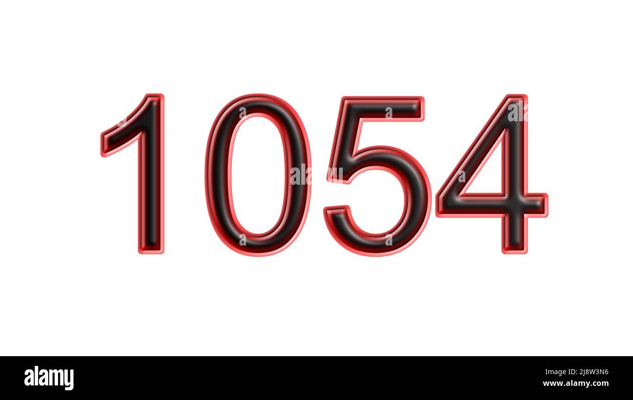 red 1054 number 3d effect white background Stock Photo - Alamy