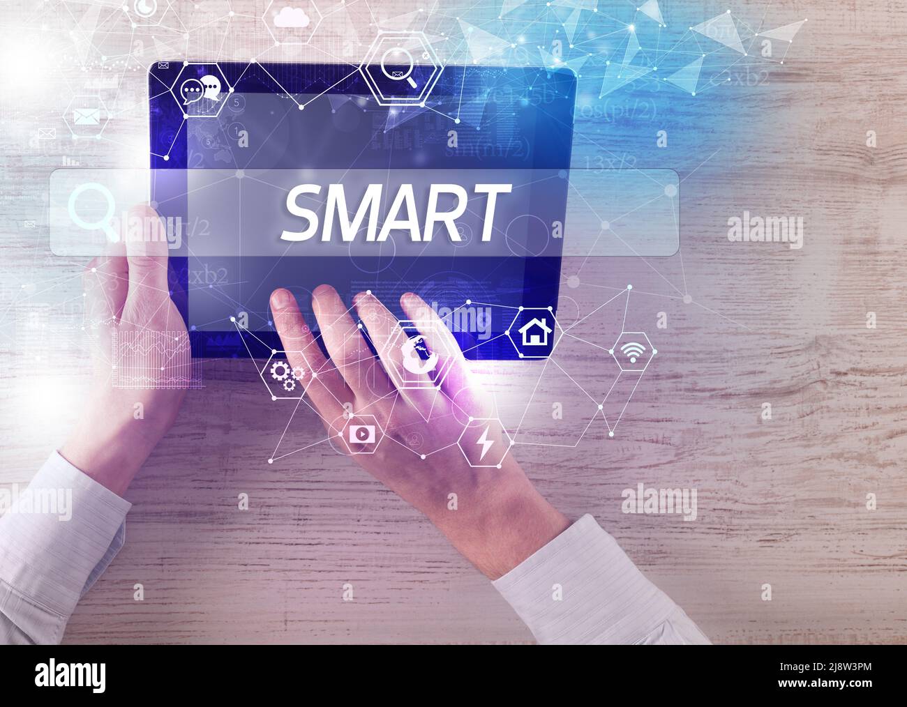 Close-up of a tablet searching inscription Stock Photo - Alamy