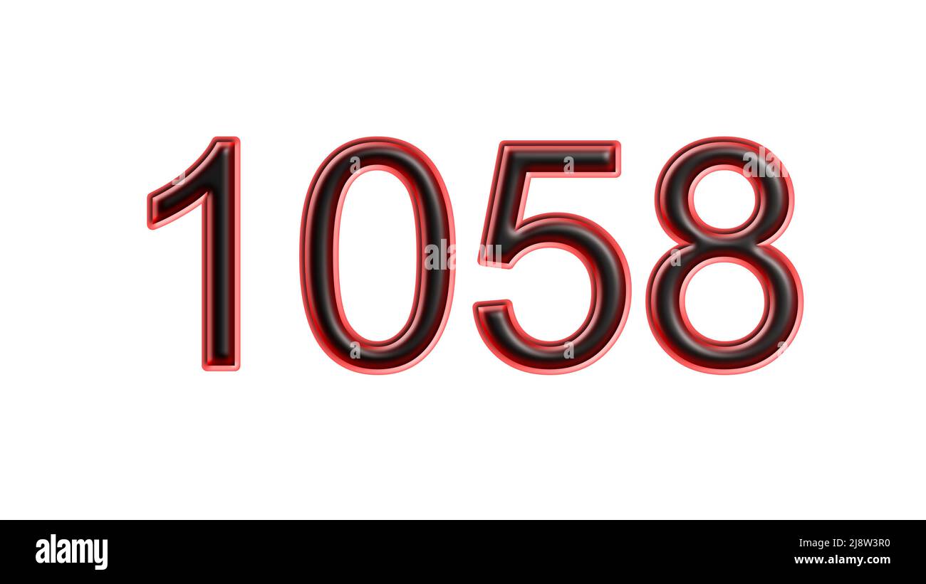 red 1058 number 3d effect white background Stock Photo - Alamy