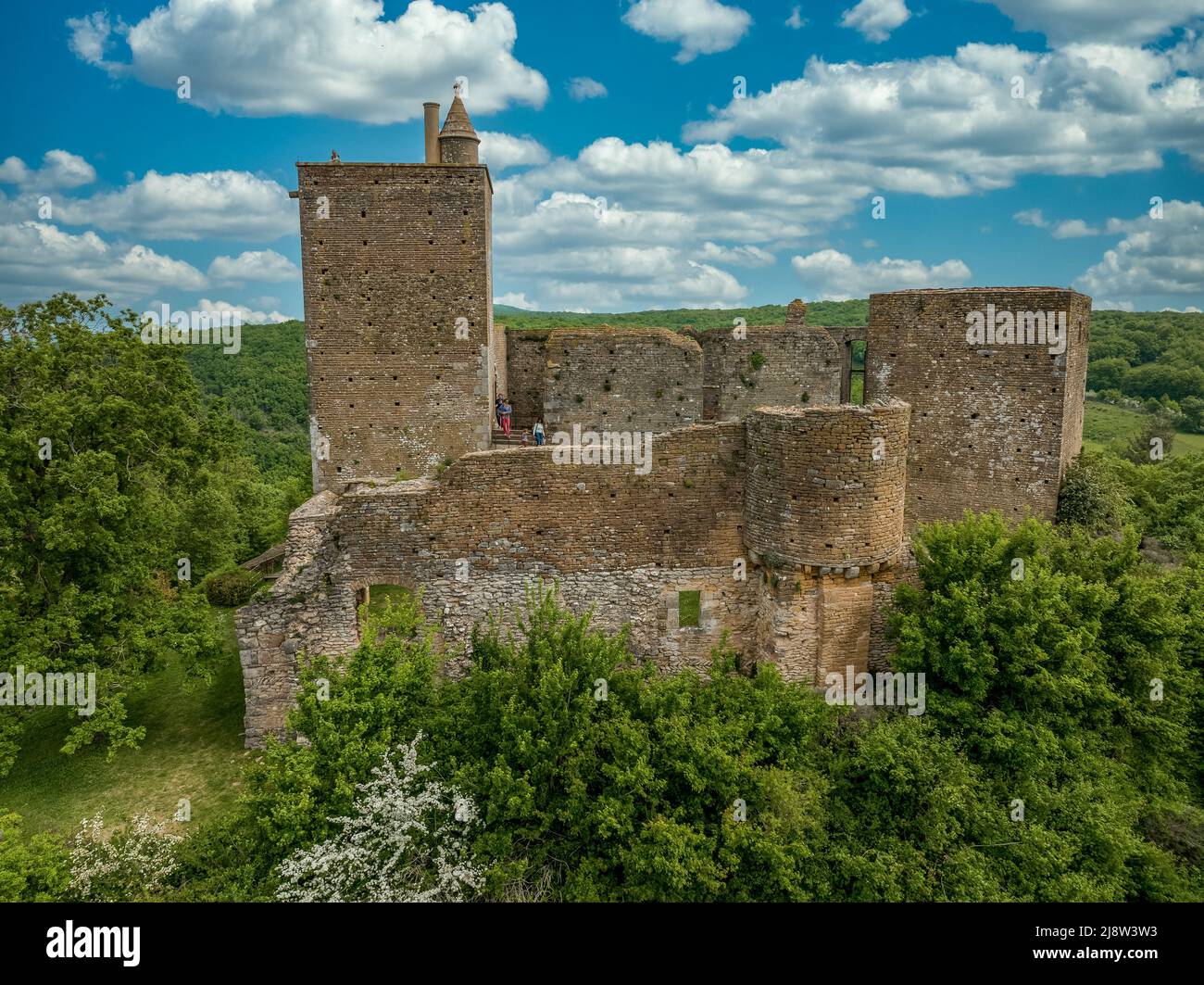 Aerial view of Brancion medieval village and castle largest fortress of ...