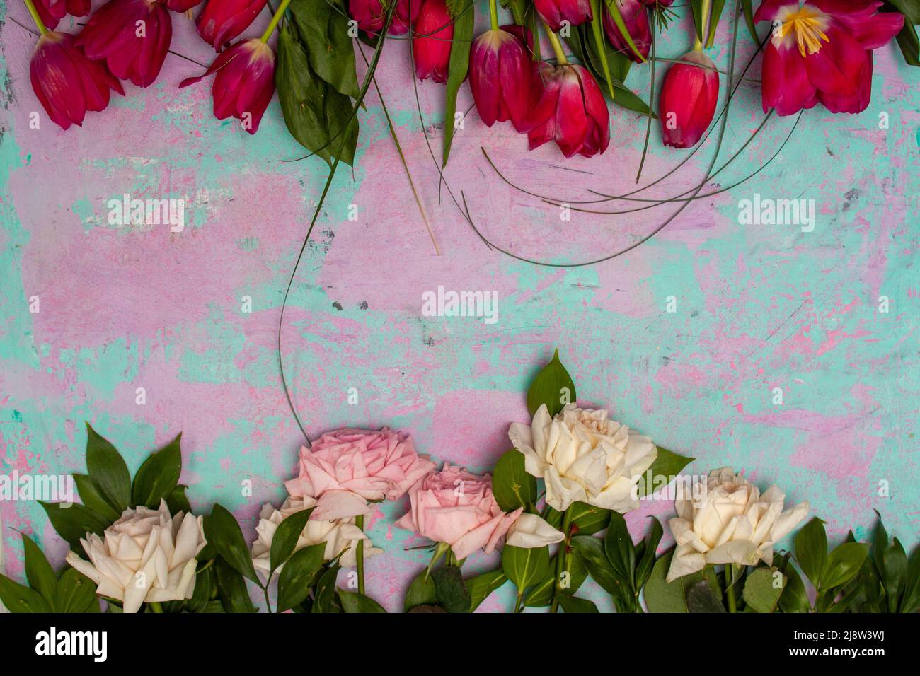 beautiful background with flowers . Spring summer border template ...