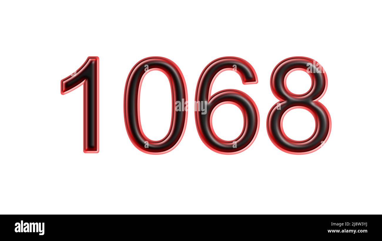 red 1068 number 3d effect white background Stock Photo - Alamy