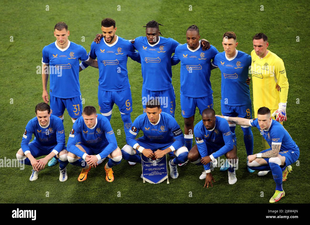 Rangers starting line up pose for pictures before the UEFA Europa ...