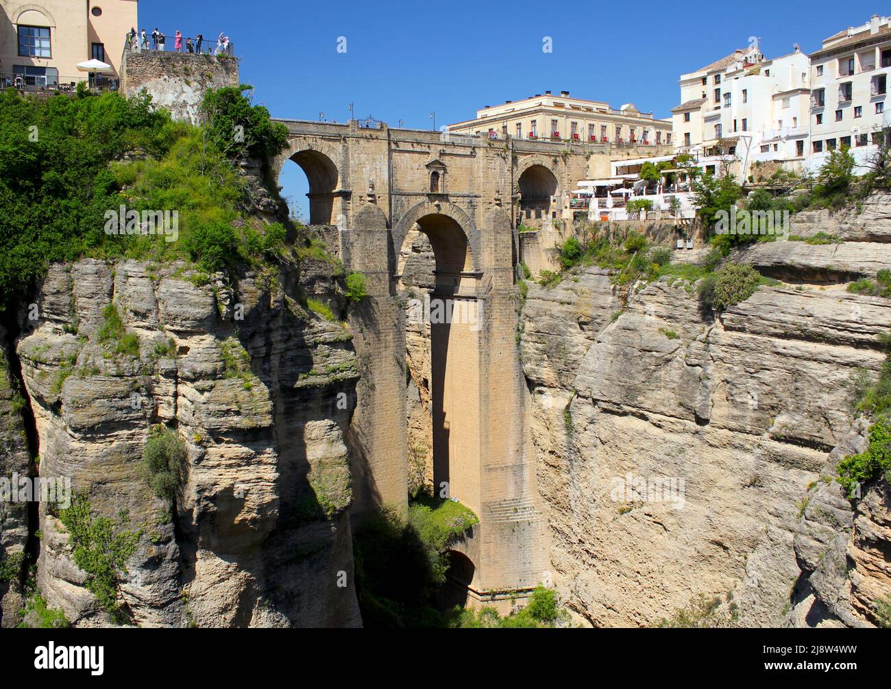 The Puente Viejo, Old Bridge, spanning the deep dramatic gorge at Ronda ...