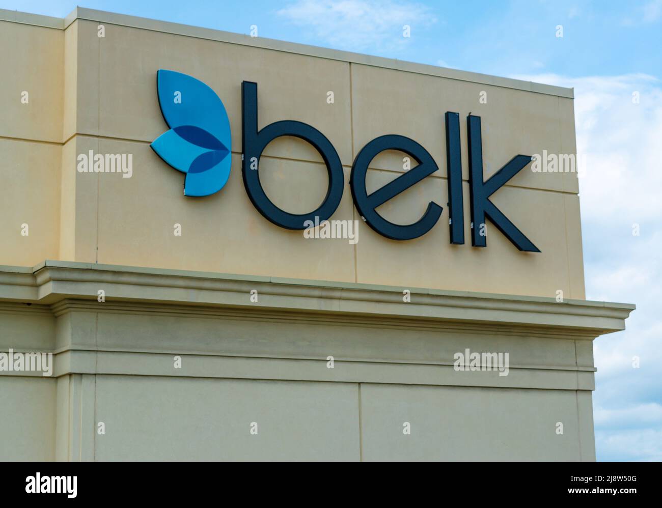 "Belk" department store's exterior facade brand and logo signage in ...