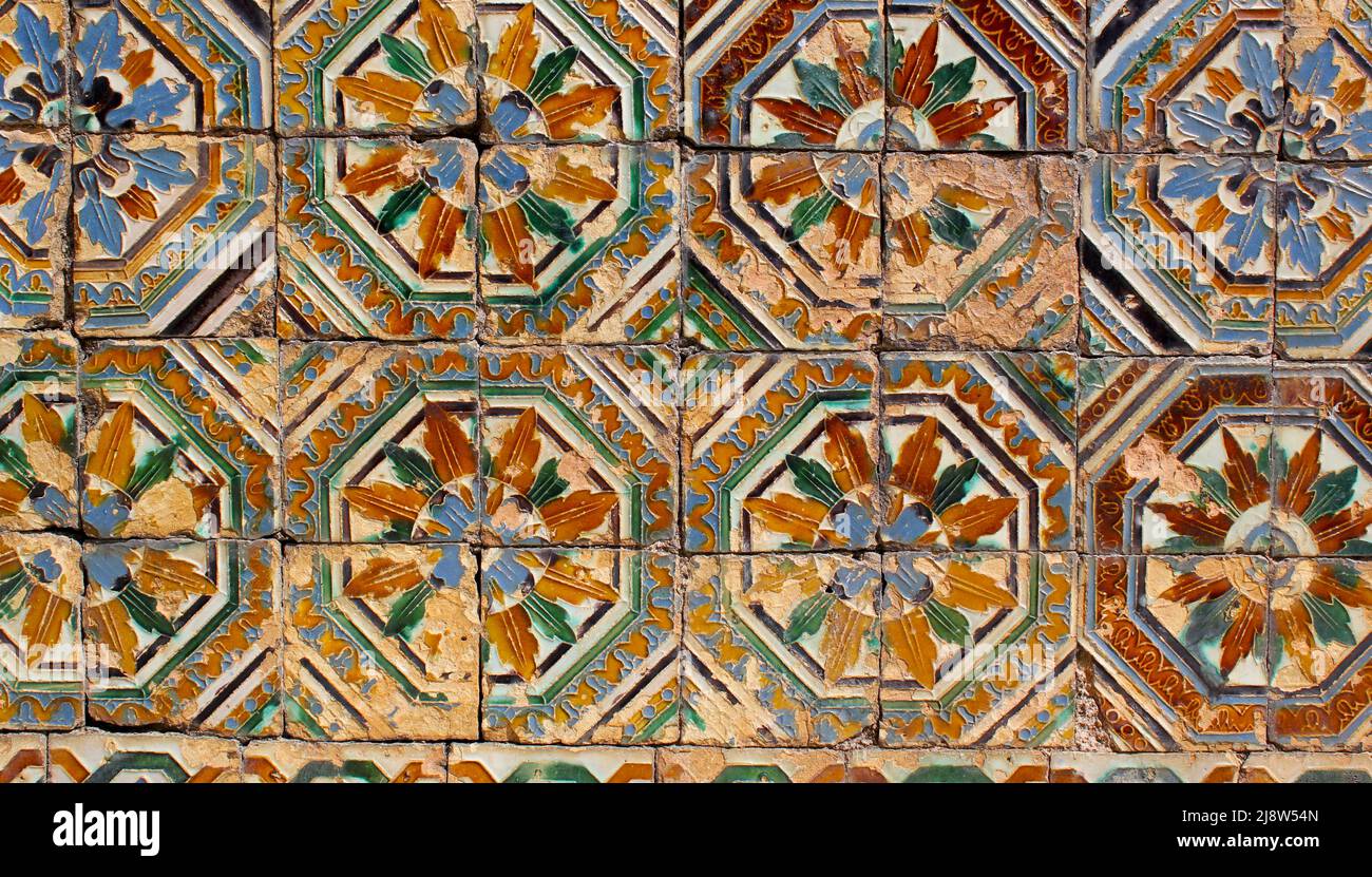 Traditional patterned tiles of Seville and Andalusia, Spain Stock Photo ...