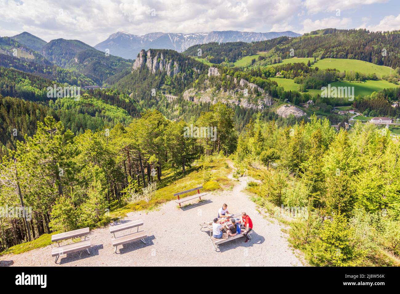 Semmering: View from „20-Schilling-Blick“ (20 Schilling view) of the ...
