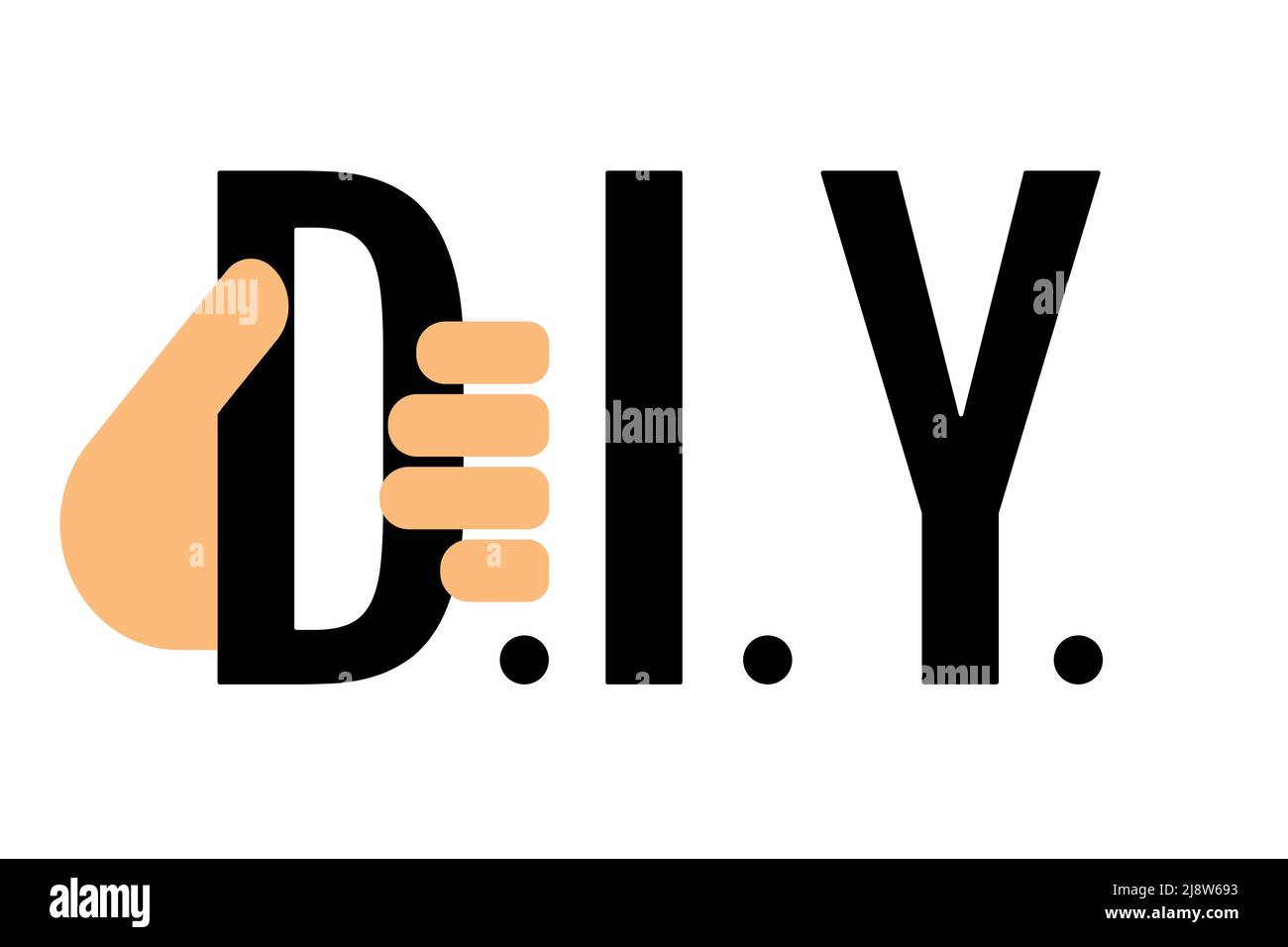 DIY concept. Human hand holding D letter, I and Y letters isolated on ...