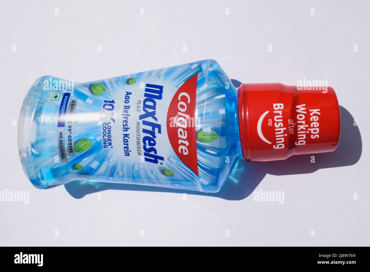 Bottle of Colgate Plax Max fresh antibacterial Mouth wash by brand ...