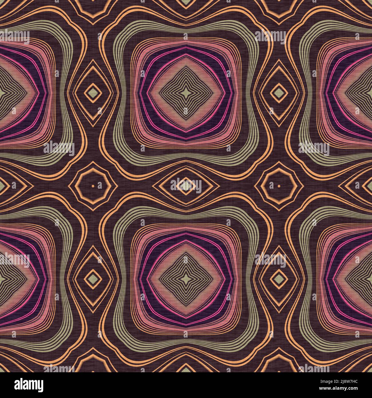 Earthy colours retro sixties geometric seamless pattern in variegated ...