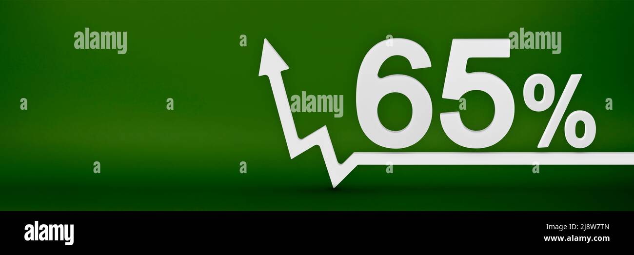 65 percent. The arrow on the graph points up. Rising prices, inflation ...