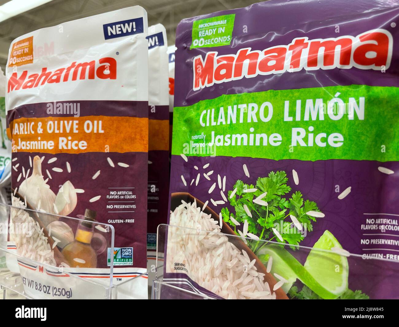 Grovetown, Ga USA - 12 15 22: Rice in a retail store Mahatma pouch rice ...