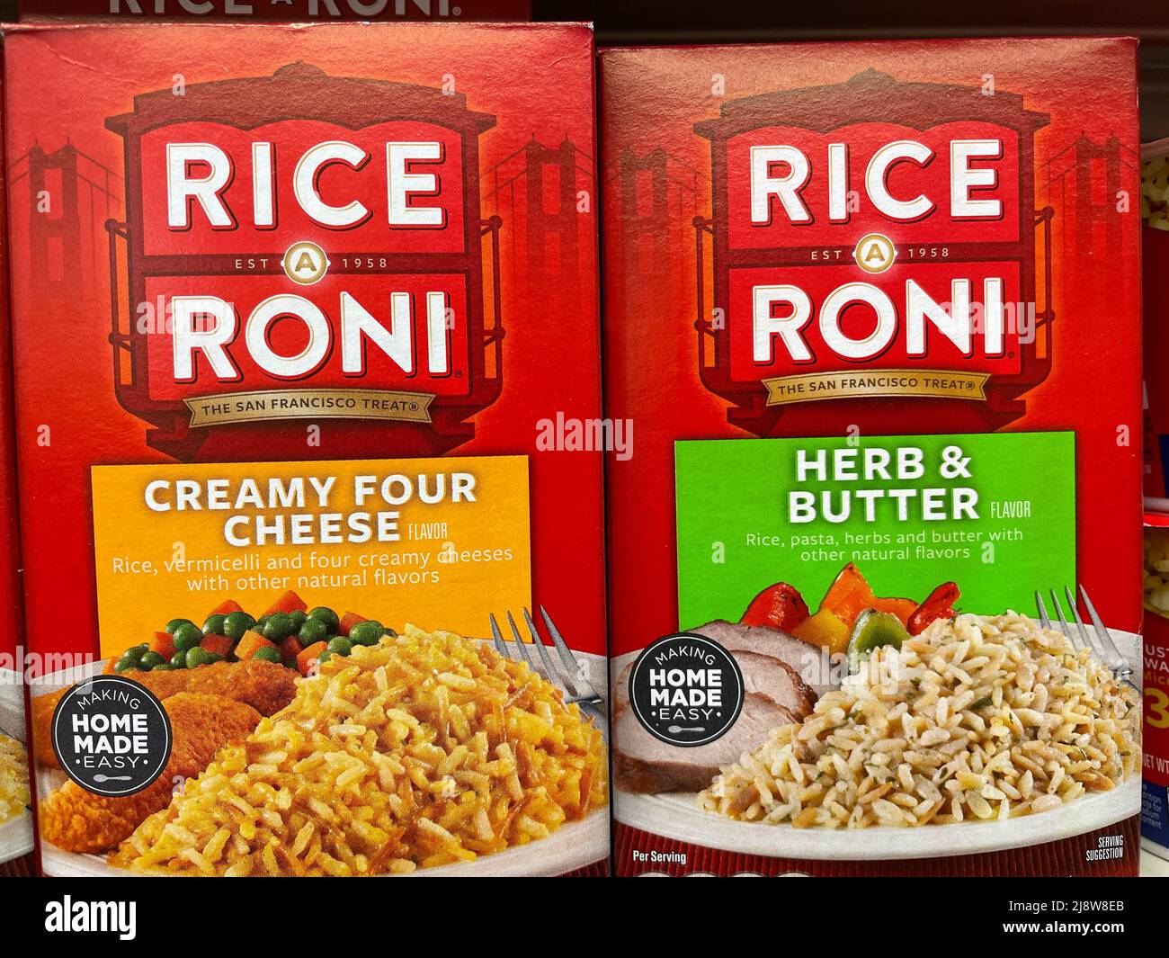 Grovetown, Ga USA - 12 15 22: Rice in a retail store Rice Roni Herb and ...