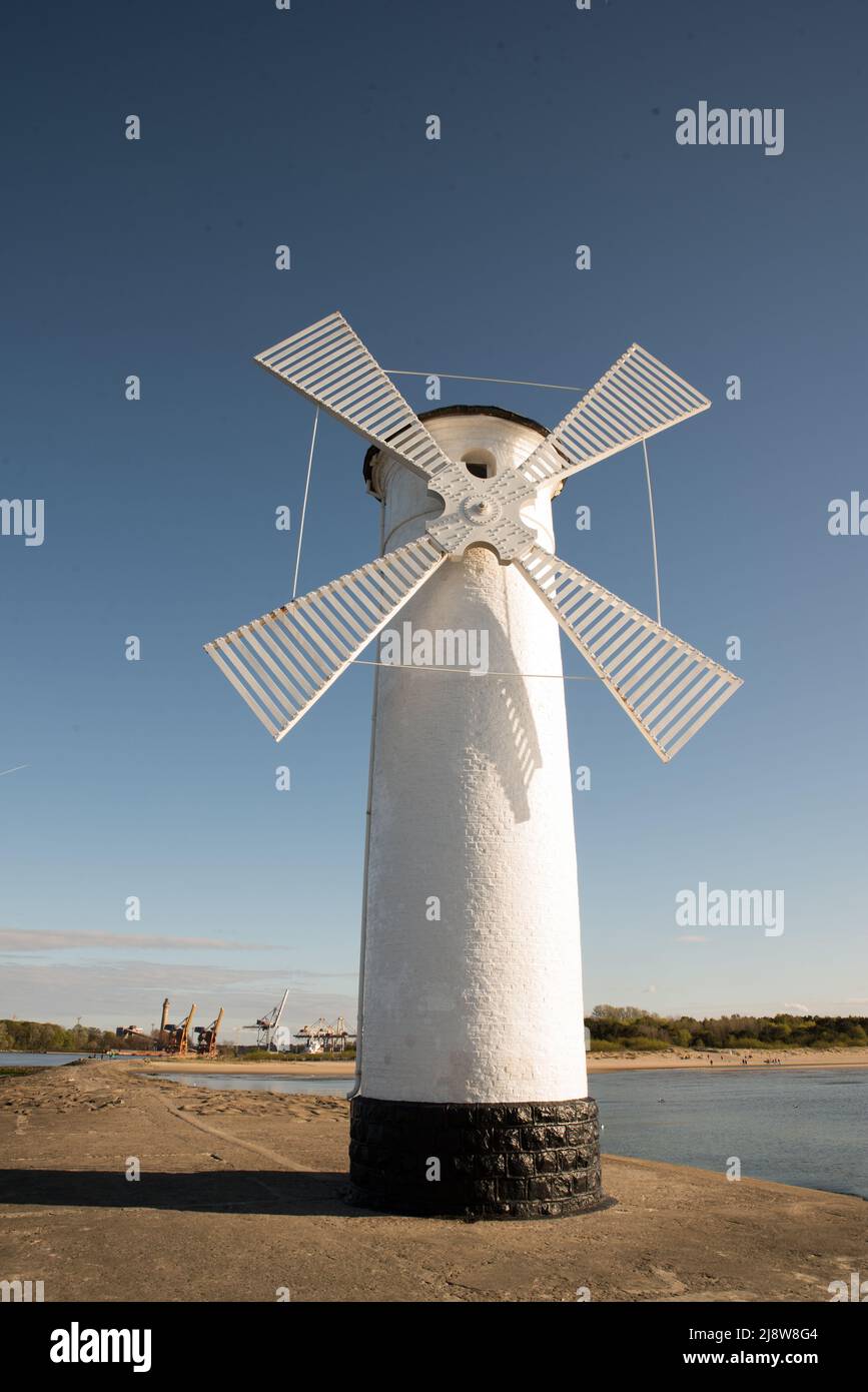 Old lighthouse in Swinoujscie, a port in Poland on the Baltic Sea. The ...