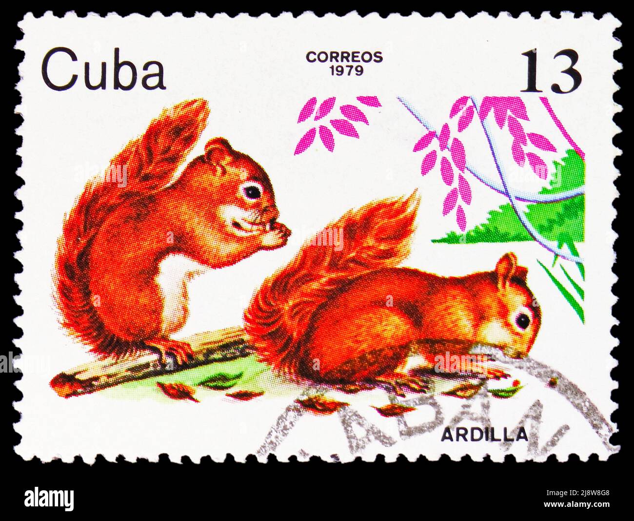 MOSCOW, RUSSIA - MAY 14, 2022: Postage stamp printed in Cuba shows Red ...