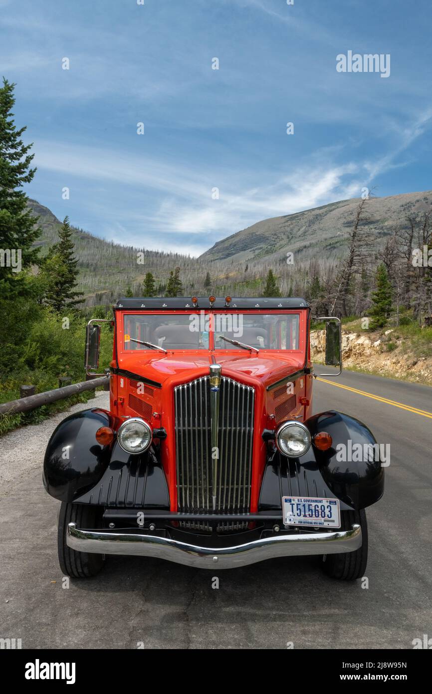 Glacier National Park, United States: July 26, 2021: Red Jammer Parked ...