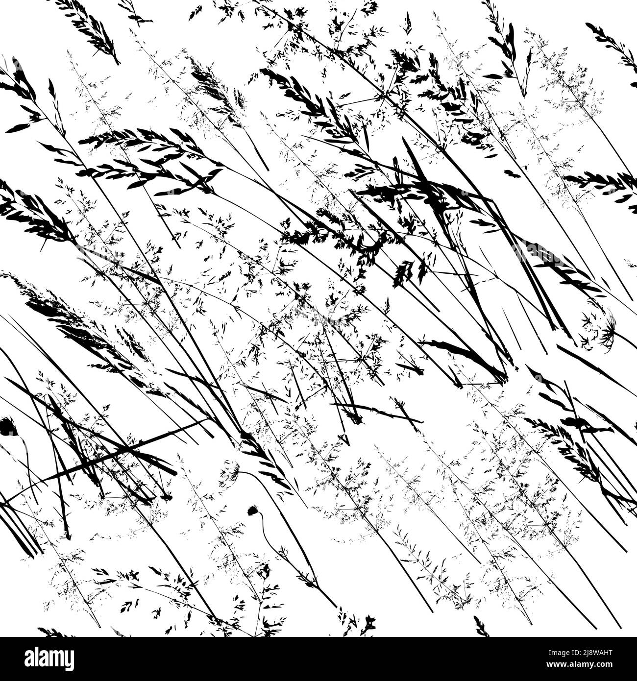 Floral seamless pattern . Black grass seamless pattern. Vector ...