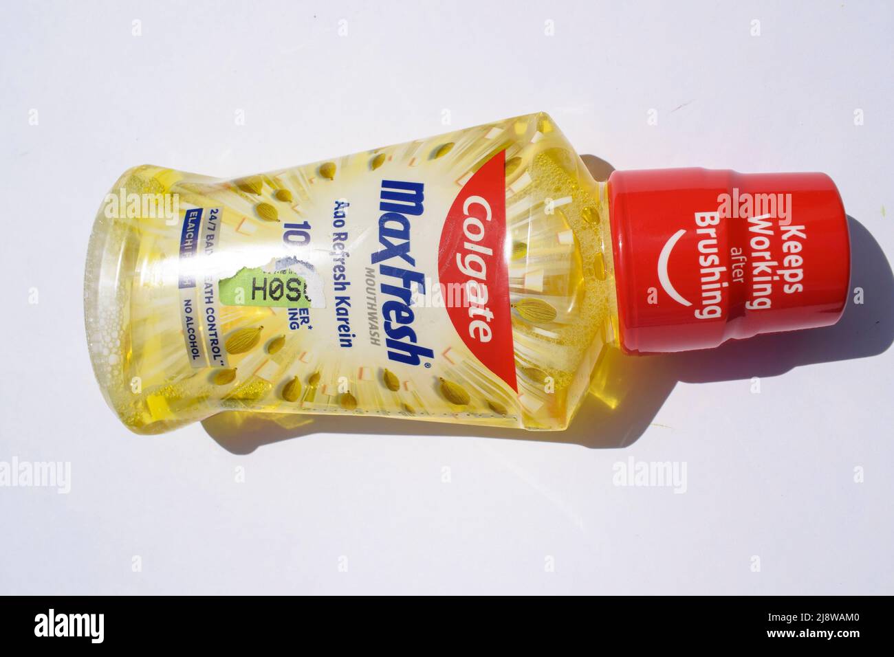 Bottle of Colgate Plax Max fresh antibacterial Mouth wash by brand ...