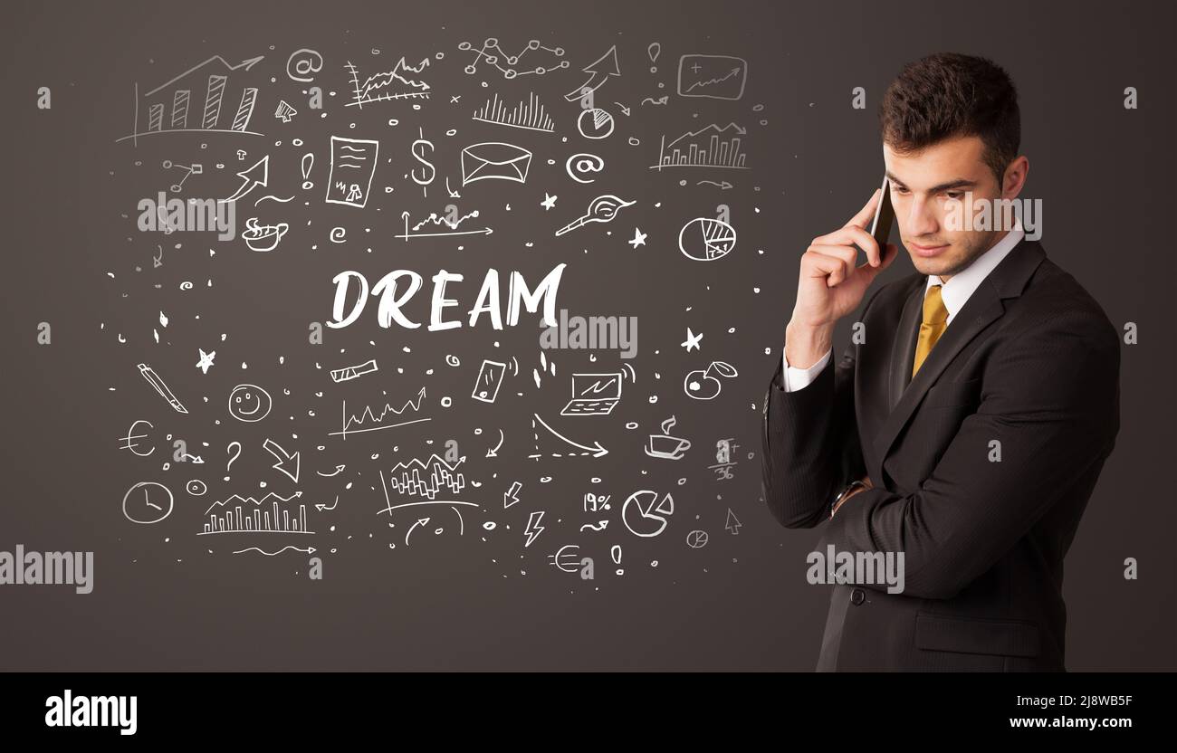 Businessman thinking with educational inscription Stock Photo - Alamy