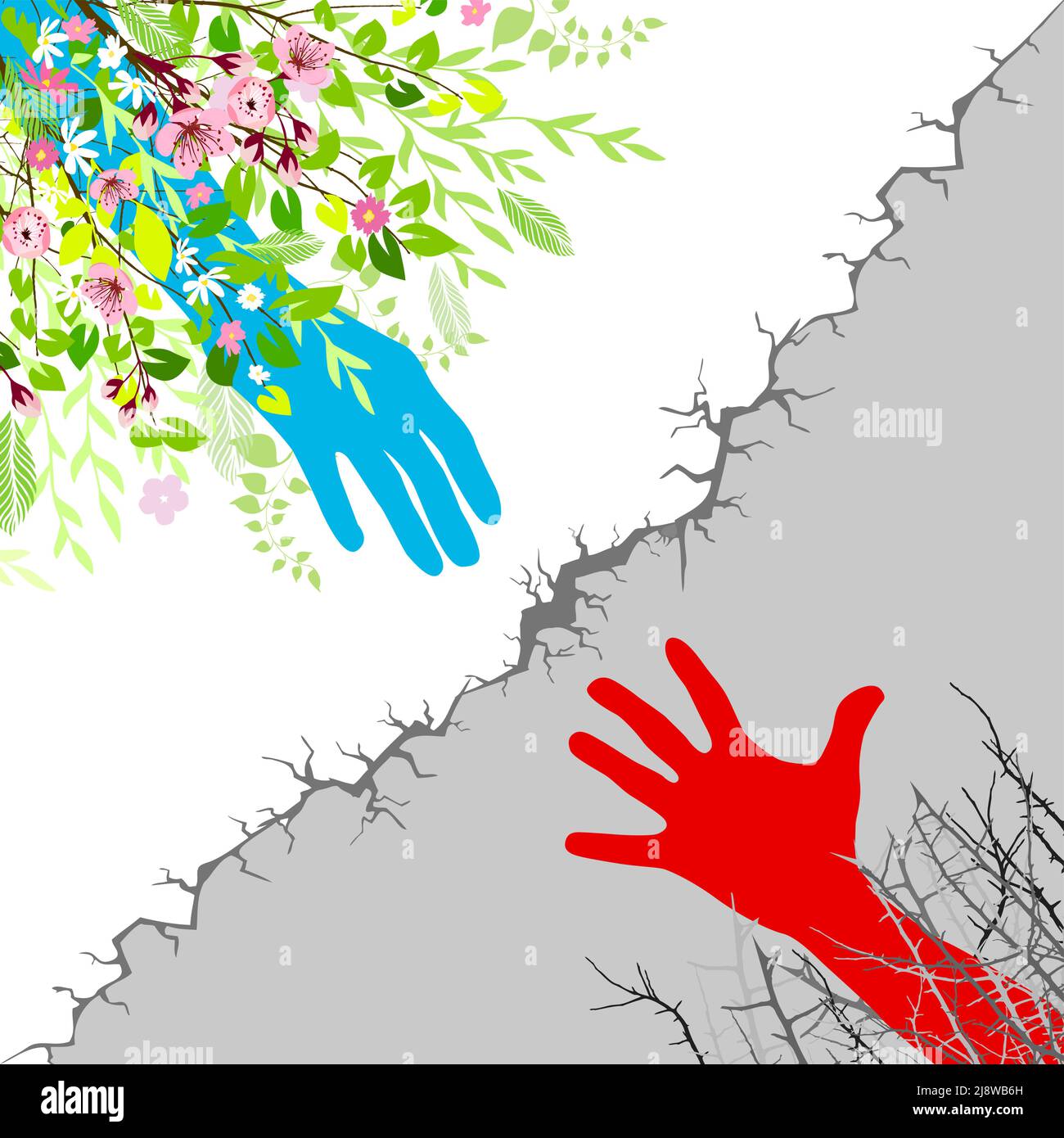 Helping hand. A person helps another. Getting rid of addiction ...