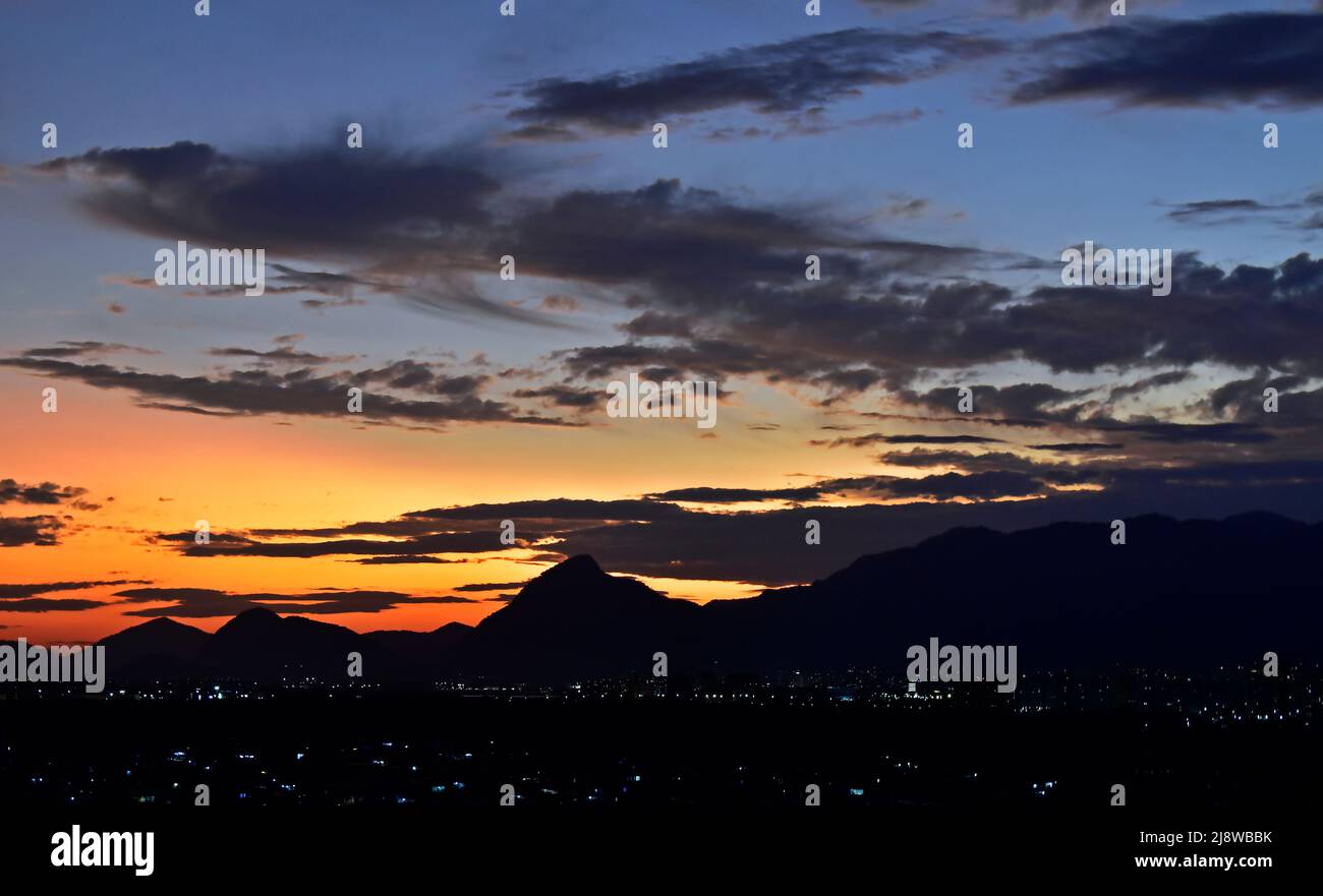 Sunset behind the mountains, Rio de Janeiro, Brazil Stock Photo - Alamy