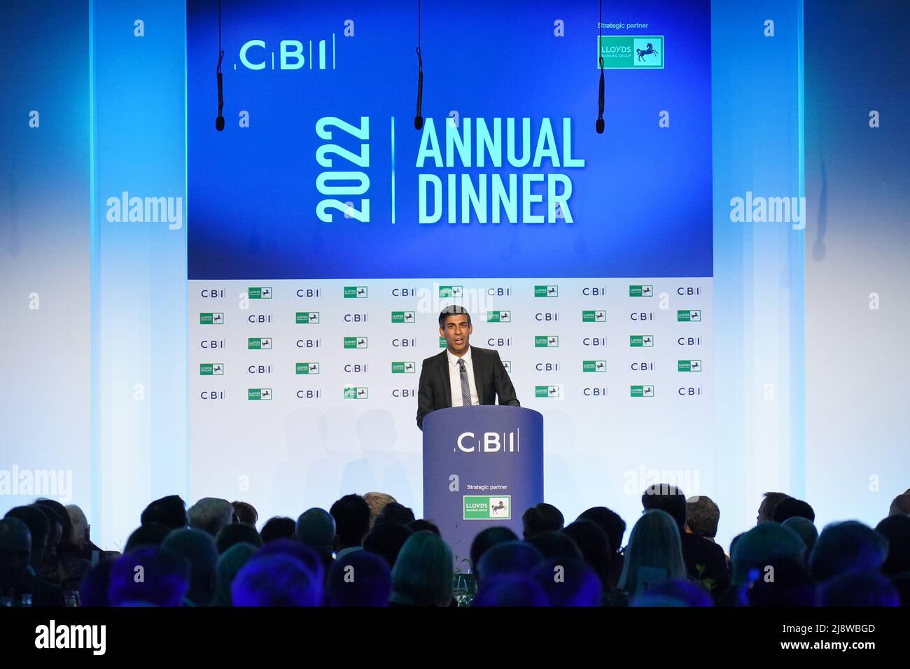 Rishi Sunak speaking at the CBI annual dinner at the Brewery in London ...