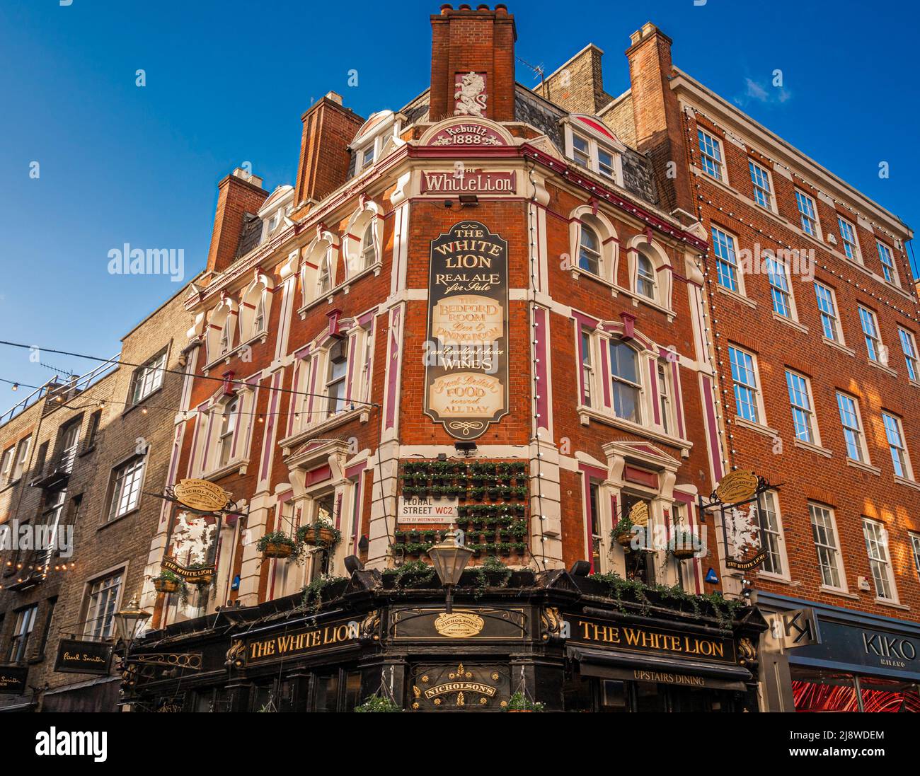 Victorian exterior façade of The White Lion pub situated on the corner ...