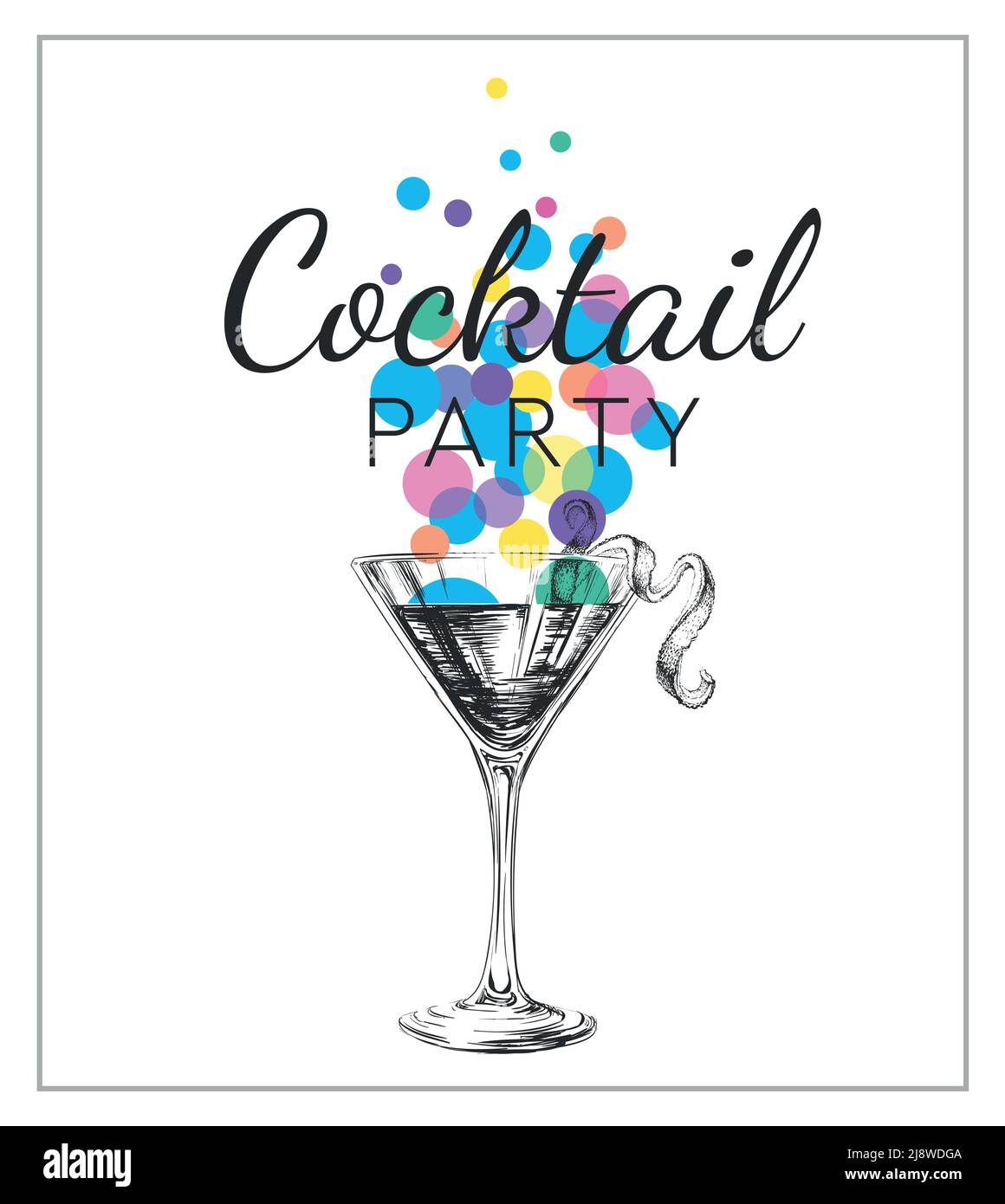 Hand Drawn Sketch Cosmopolitan Cocktail Drinks. Cocktail Party. Drink ...