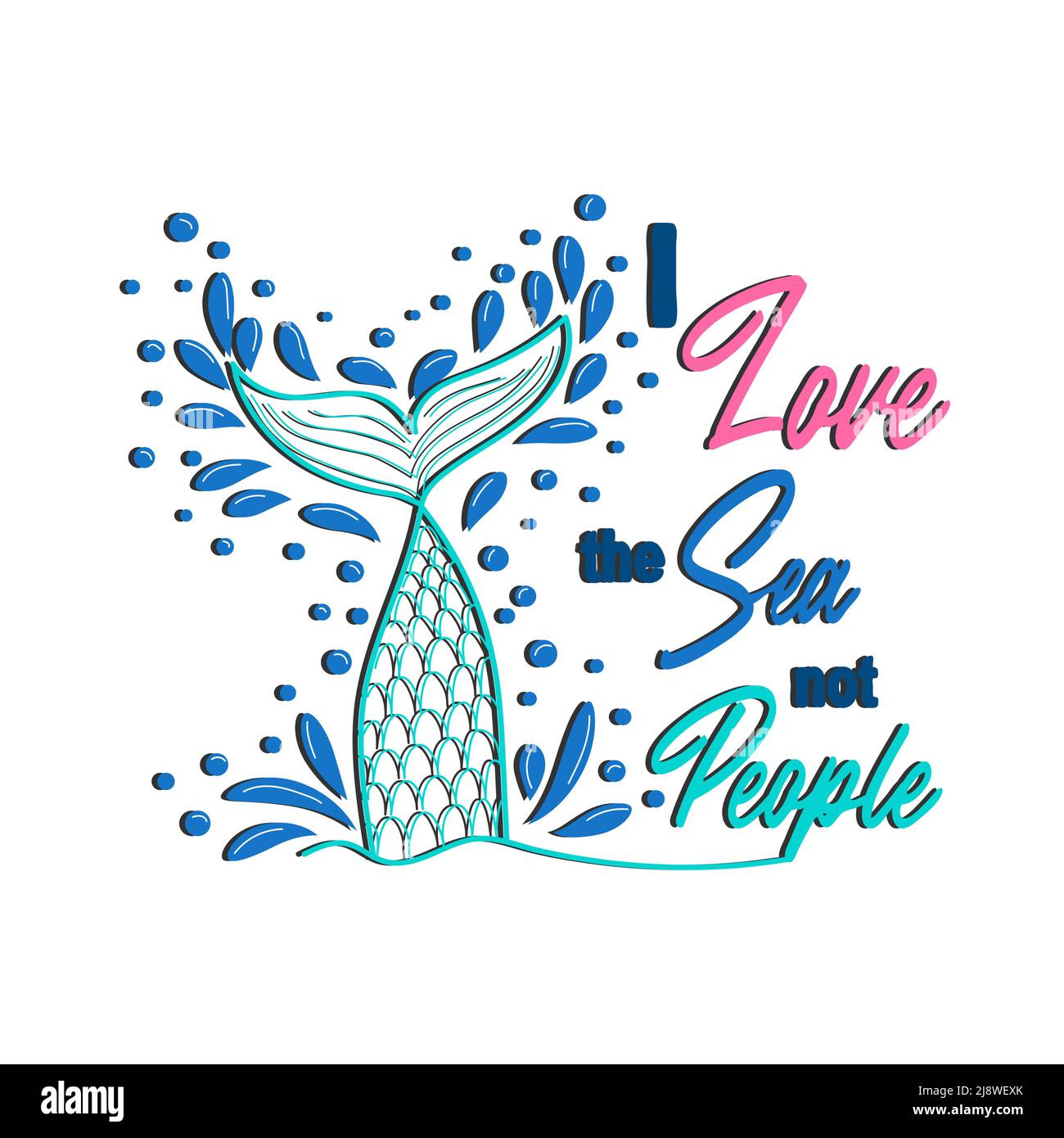 Quote about mermaids and mermaid tail with splashes. Mermaid card with ...