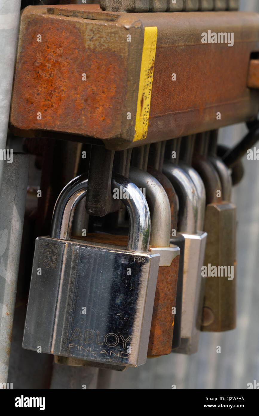 High security, 7 x padlocks, paranoia, how many locks, bridge padlocks ...