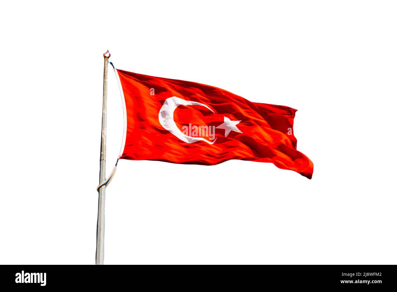 National Flag Republic of Turkey. White crescent moon and star on red ...