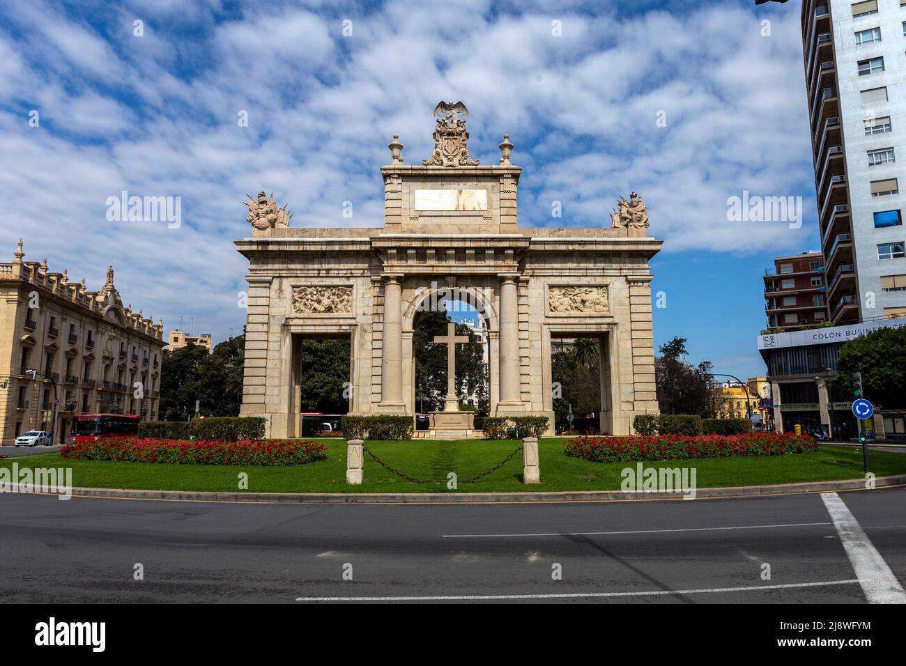 Valencia, Spain - 05 05 2022: Porta de la Mar square in Valencia, Spain ...