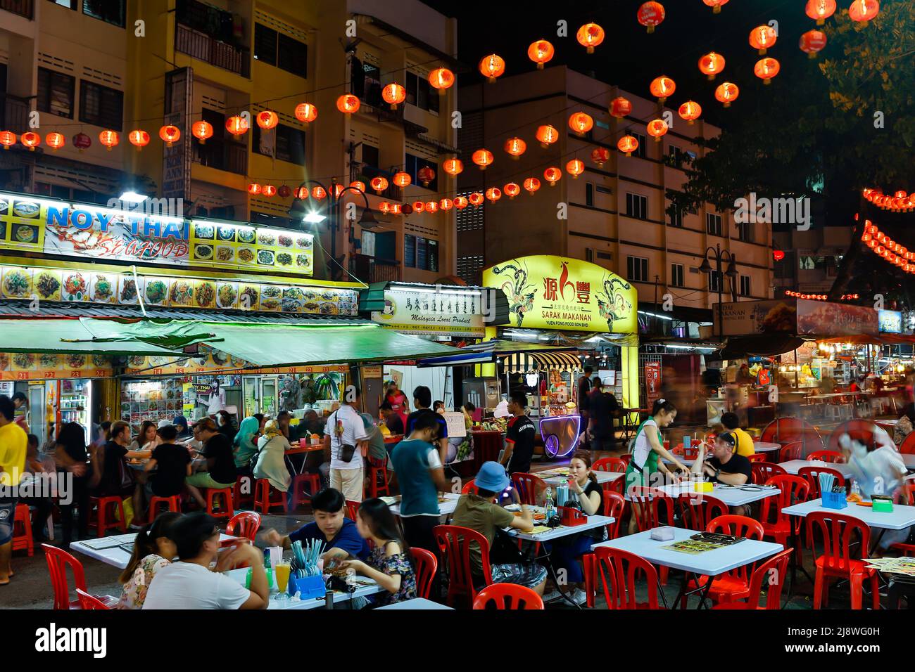 Kuala Lumpur; Malaysia - December 1, 2015: Street scene of Jalan Alor a ...