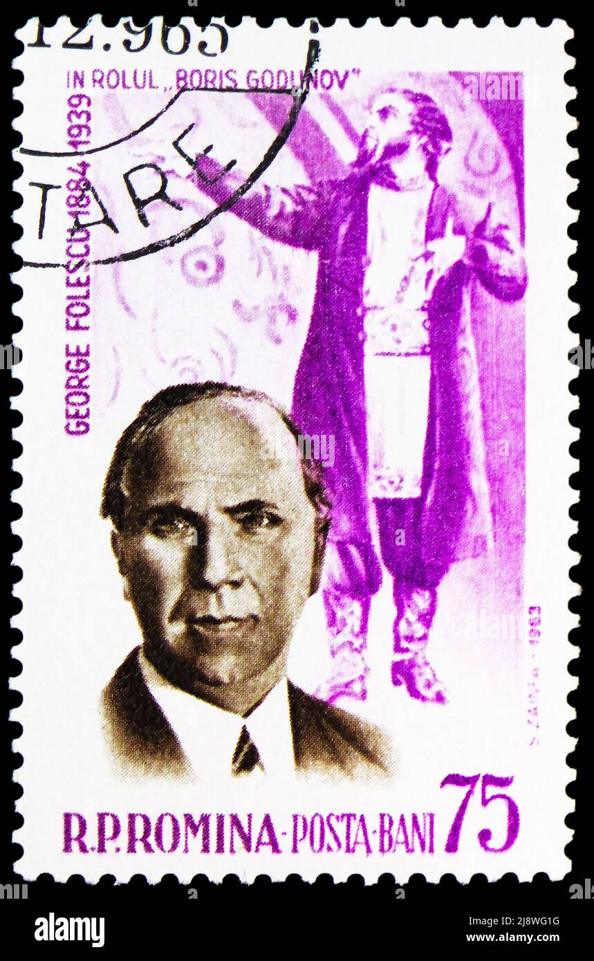 MOSCOW, RUSSIA - MAY 14, 2022: Postage stamp printed in Romania shows ...