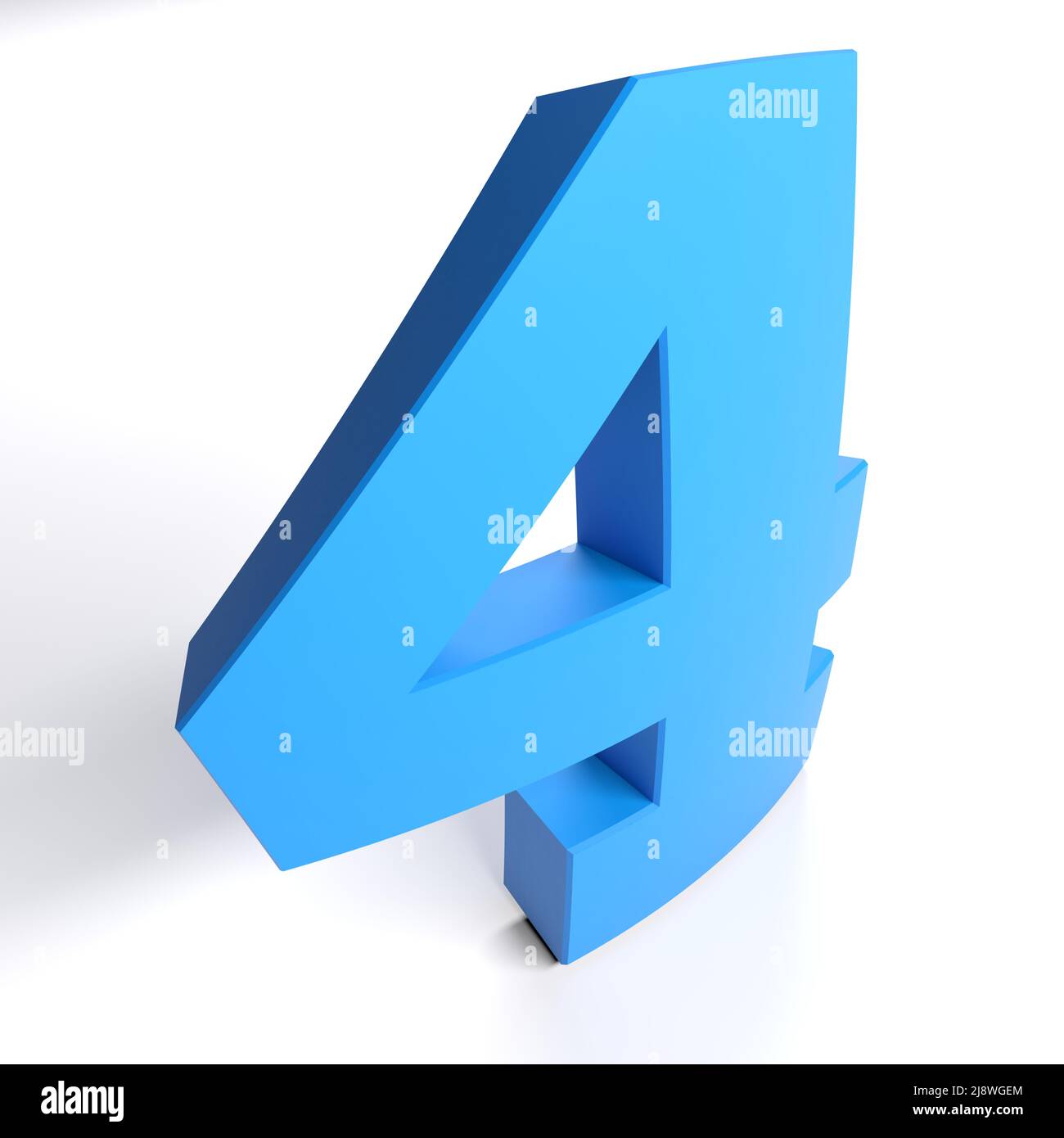 Number 4 in blue color, isolated on white background - 3D rendering ...