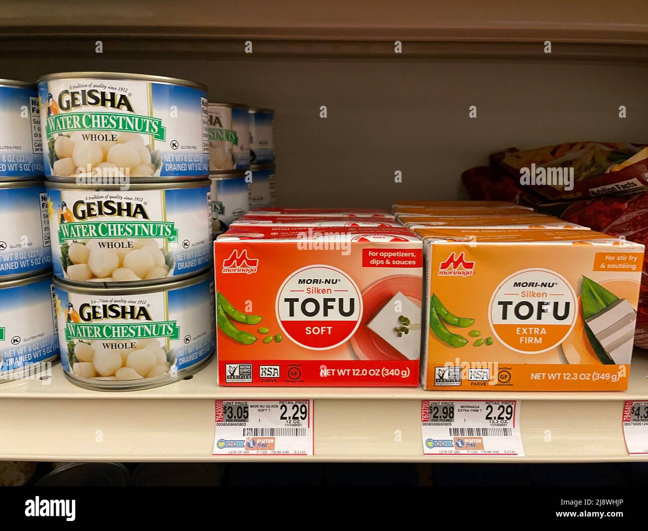 Grovetown, Ga USA - 12 01 21: Retail store shelf tofu and shelf price tag Stock Photo - Alamy