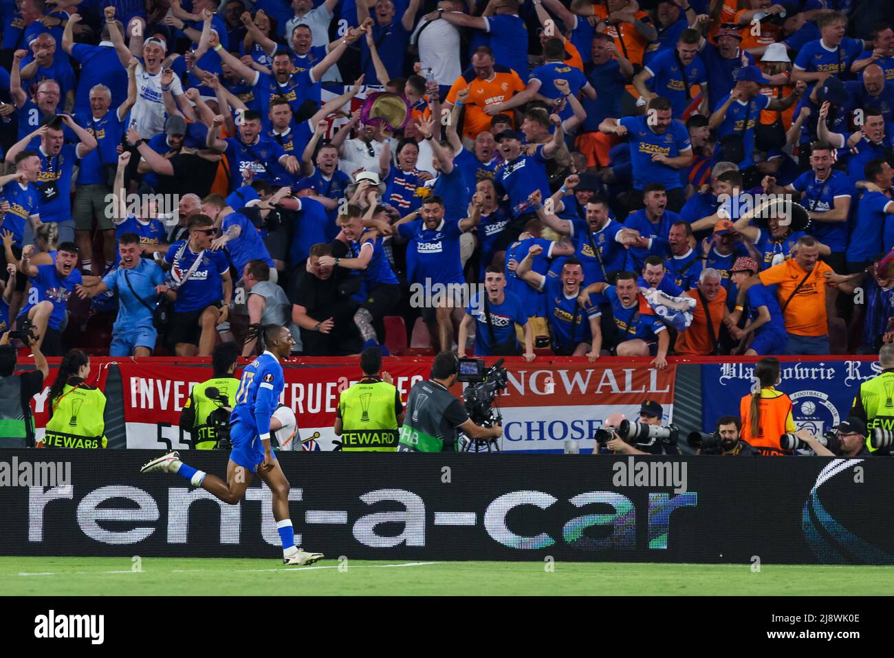 SEVILLE, SPAIN - MAY 18: Joe Aribo of Rangers FC celebrates after ...